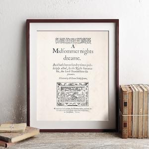 William Shakespeare Print, A Midsummer Night's Dream Poster, Digital ...