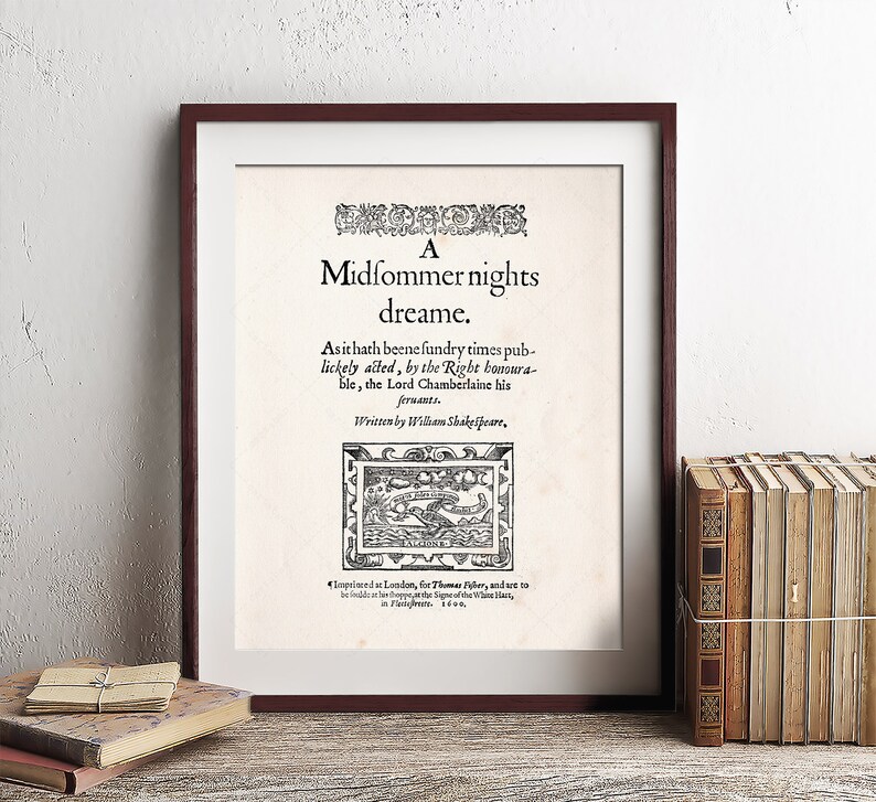 William Shakespeare Print A Midsummer Night's Dream - Etsy