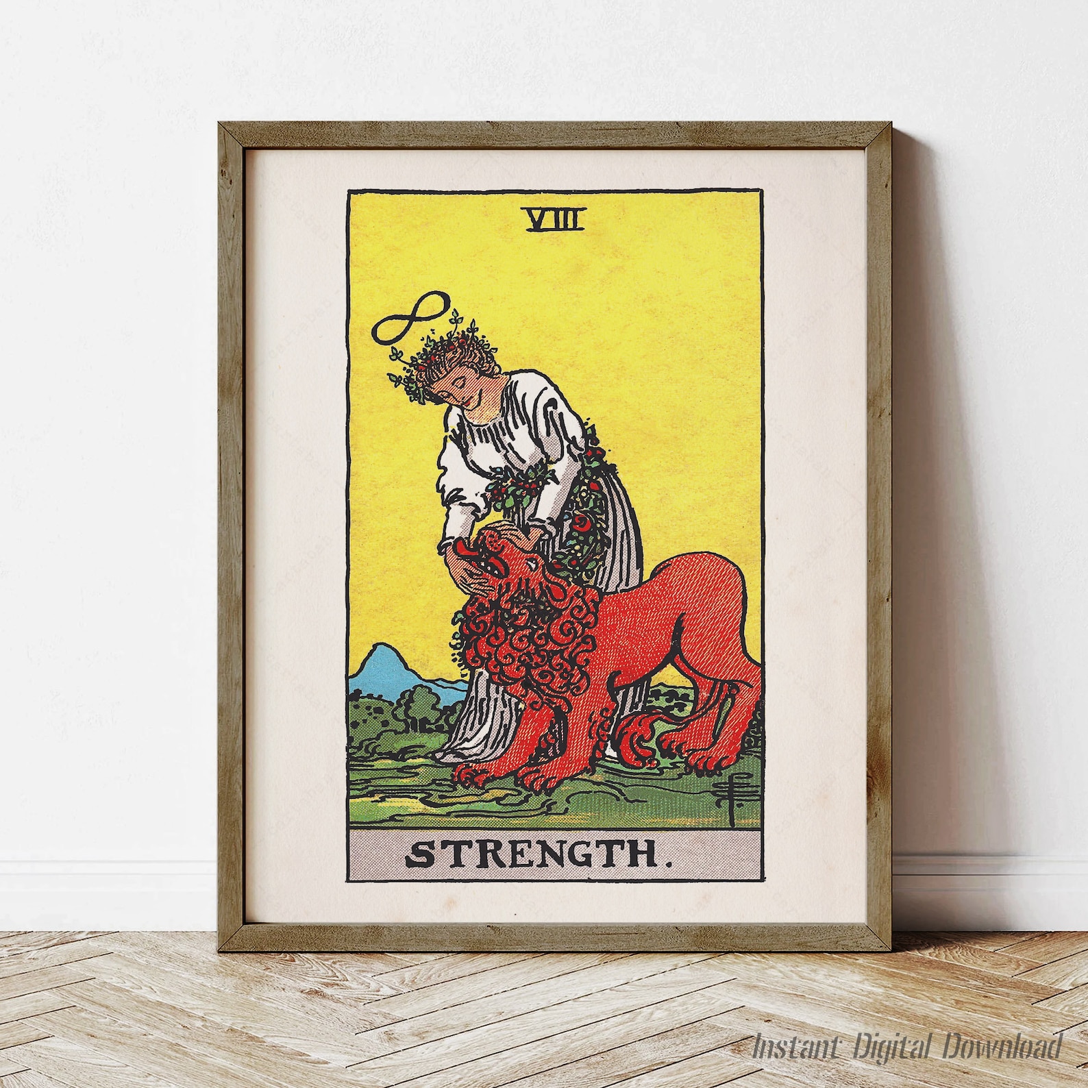 Strength Tarot Card, Rider Waite Smith Deck, RWS Poster (instant ...