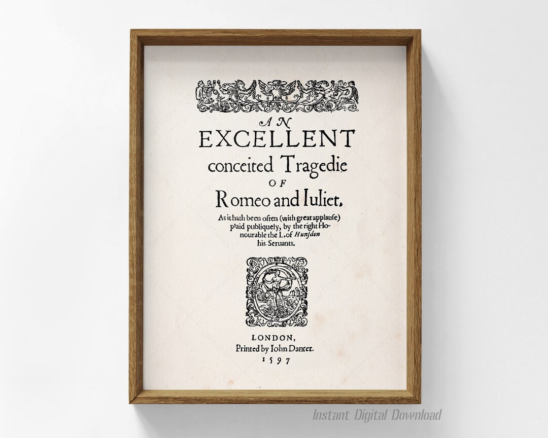 Romeo and Juliet Printable, William Shakespeare, Book Poster Print ...
