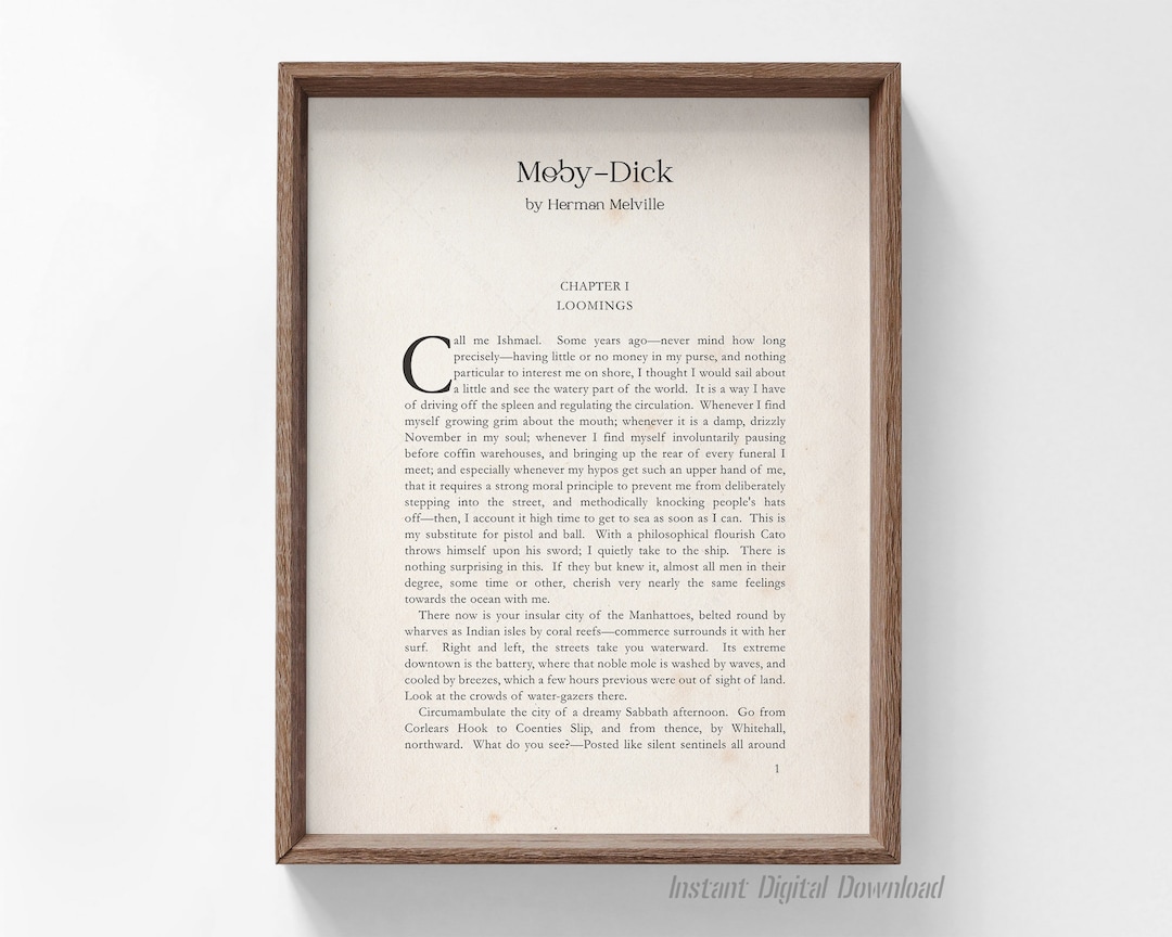 Moby Dick, Herman Melville, Book Lovers Gifts, Digital Download ...
