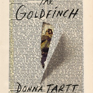 The Goldfinch by Donna Tartt Print on an Antique Page, Book Cover Art ...