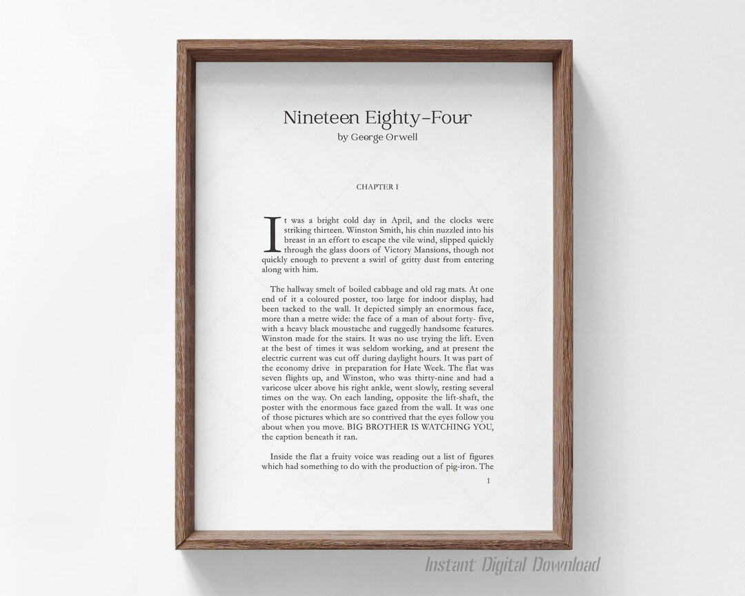 1984 Poster, Digital Download, Book Lovers Gifts, Print Locally, First ...