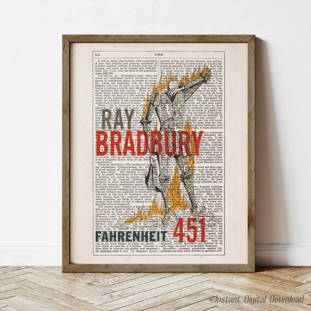Fahrenheit 451 by Ray Bradbury, Instant Download, Literary Art Poster ...