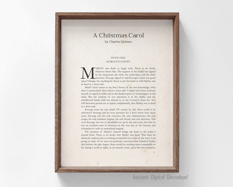 A Christmas Carol Charles Dickens Book Lovers Gifts Digital - Etsy