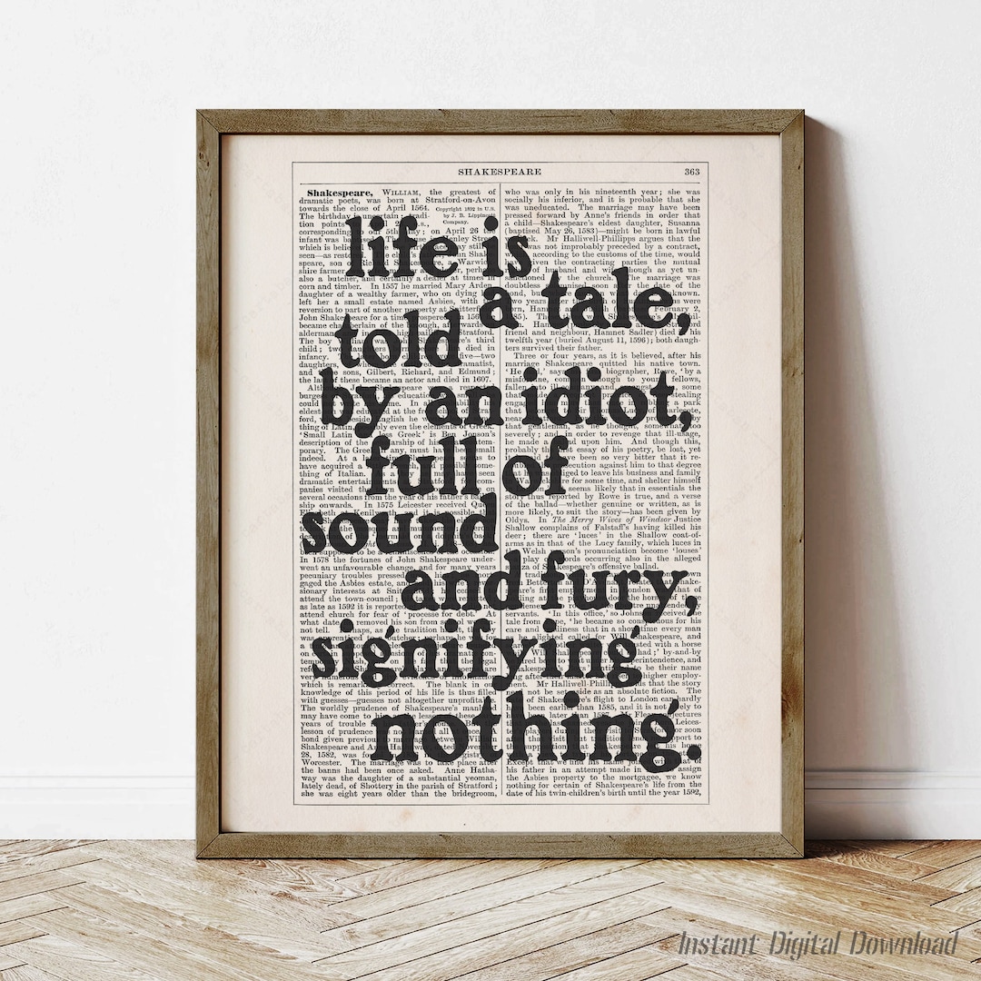Shakespeare Macbeth Quote Print, Literary Wall Art (instant Digital ...