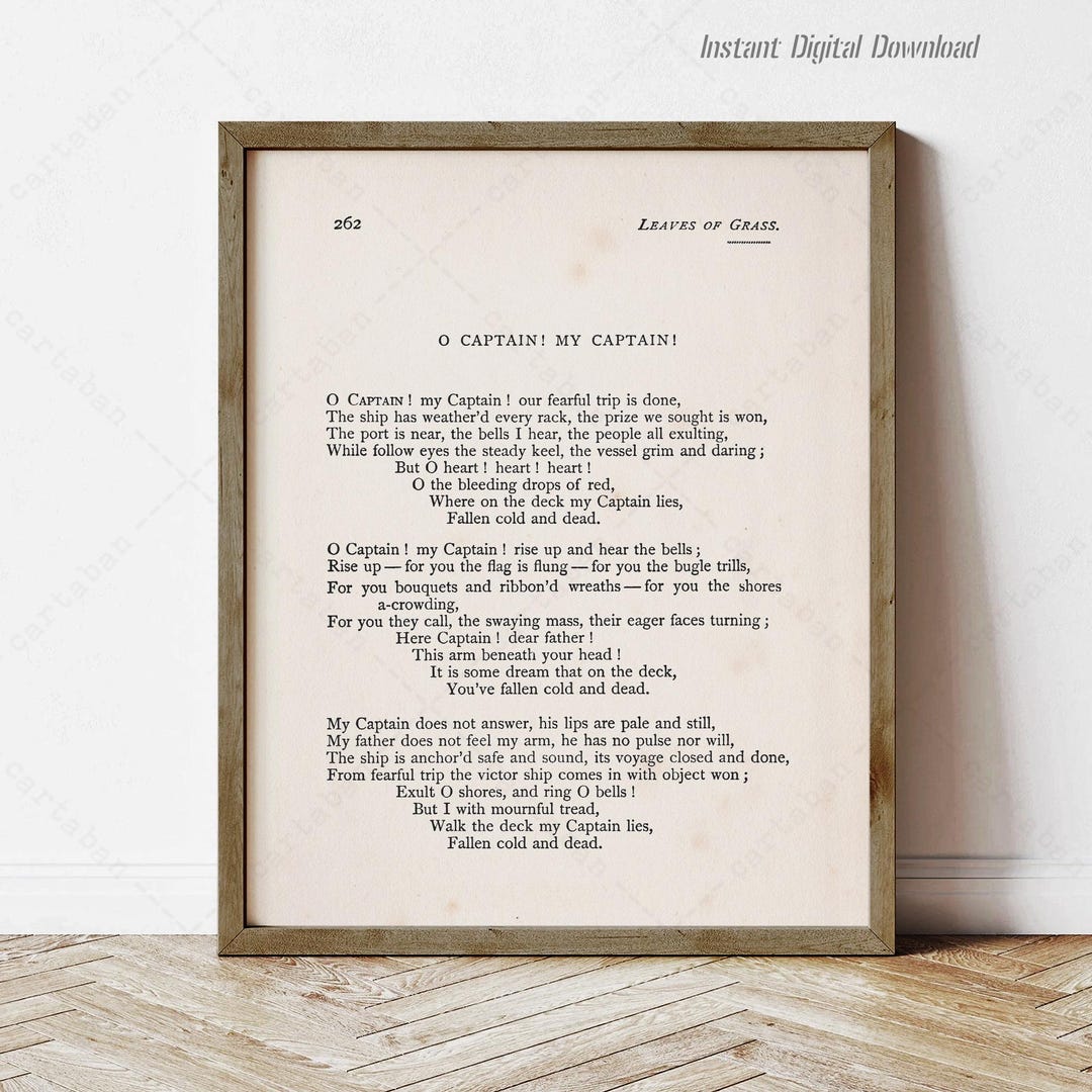 O Captain! My Captain! Poem by Walt Whitman, Leaves of Grass, Book ...