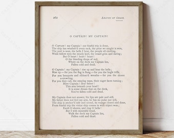 O Captain! My Captain! by Walt Whitman - Digital Download Poem - Etsy UK