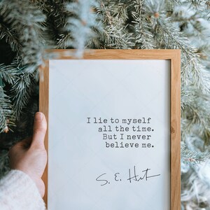 The Outsiders Quote SE Hinton Print, Book Lovers Gifts, Printable Wall ...