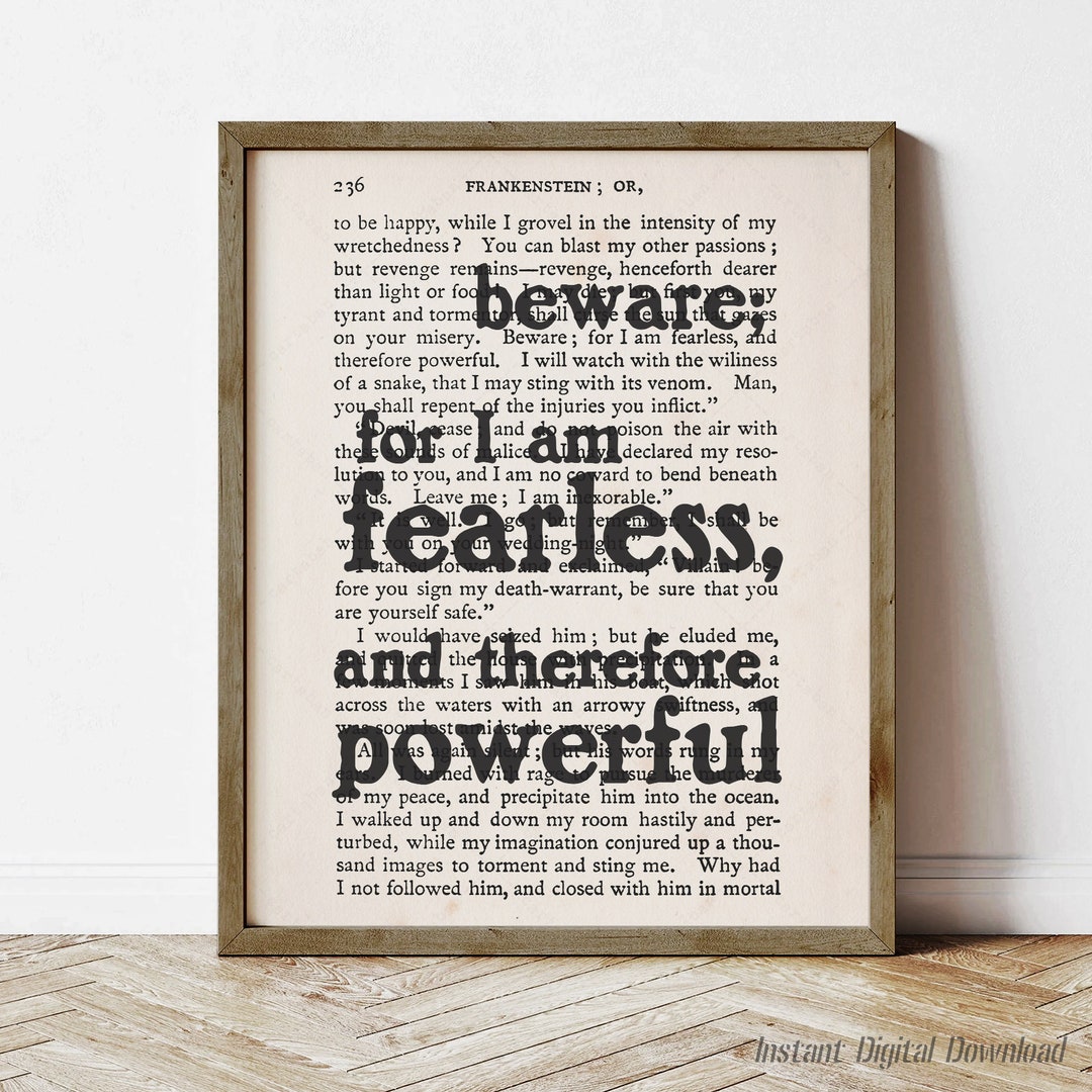 Frankenstein Quote, Mary Shelley, I Am Fearless (instant Digital ...