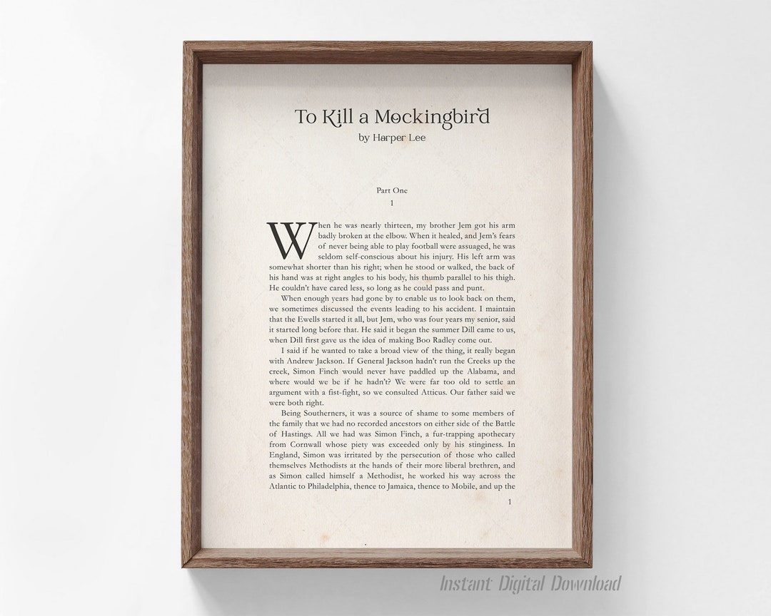To Kill a Mockingbird, Harper Lee, Book Lovers Gifts, Digital Download ...