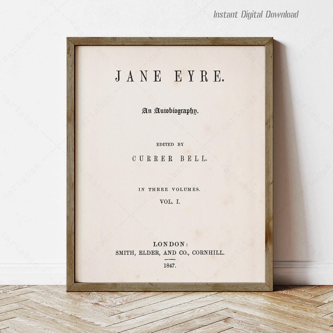 Jane Eyre by Charlotte Brontë, Instant Download, Title Page First ...