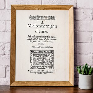 William Shakespeare Print, A Midsummer Night's Dream Poster, Digital ...