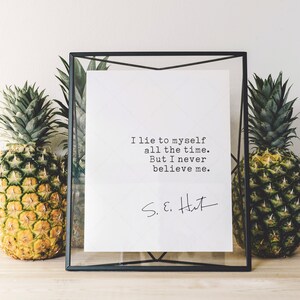 The Outsiders Quote SE Hinton Print, Book Lovers Gifts, Printable Wall ...