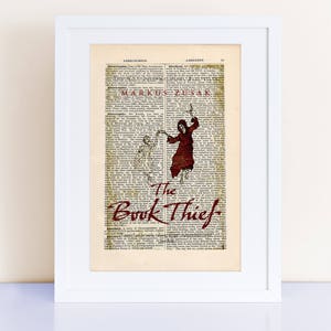 The Book Thief by Markus Zusak Print on an Antique Page, Book Cover Art ...