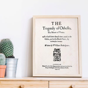 The Tragedy of Othello, William Shakespeare, Book Lovers Gifts, Instant ...
