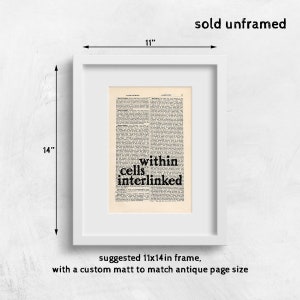 Within Cells Interlinked Quote on an Antique Page, Vladimir Nabokov ...