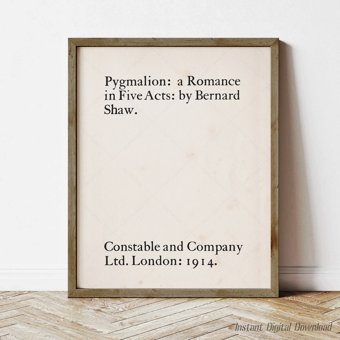Pygmalion by G Bernard Shaw, Book Lovers Gifts, Instant Digital ...