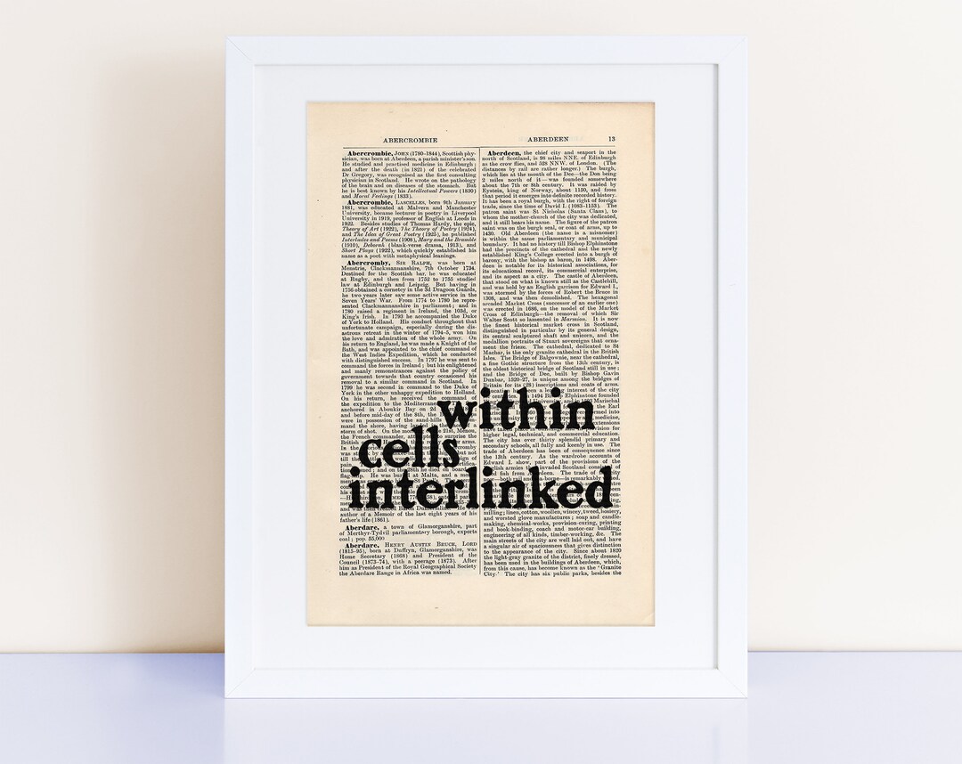 Within Cells Interlinked Quote on an Antique Page, Vladimir Nabokov ...