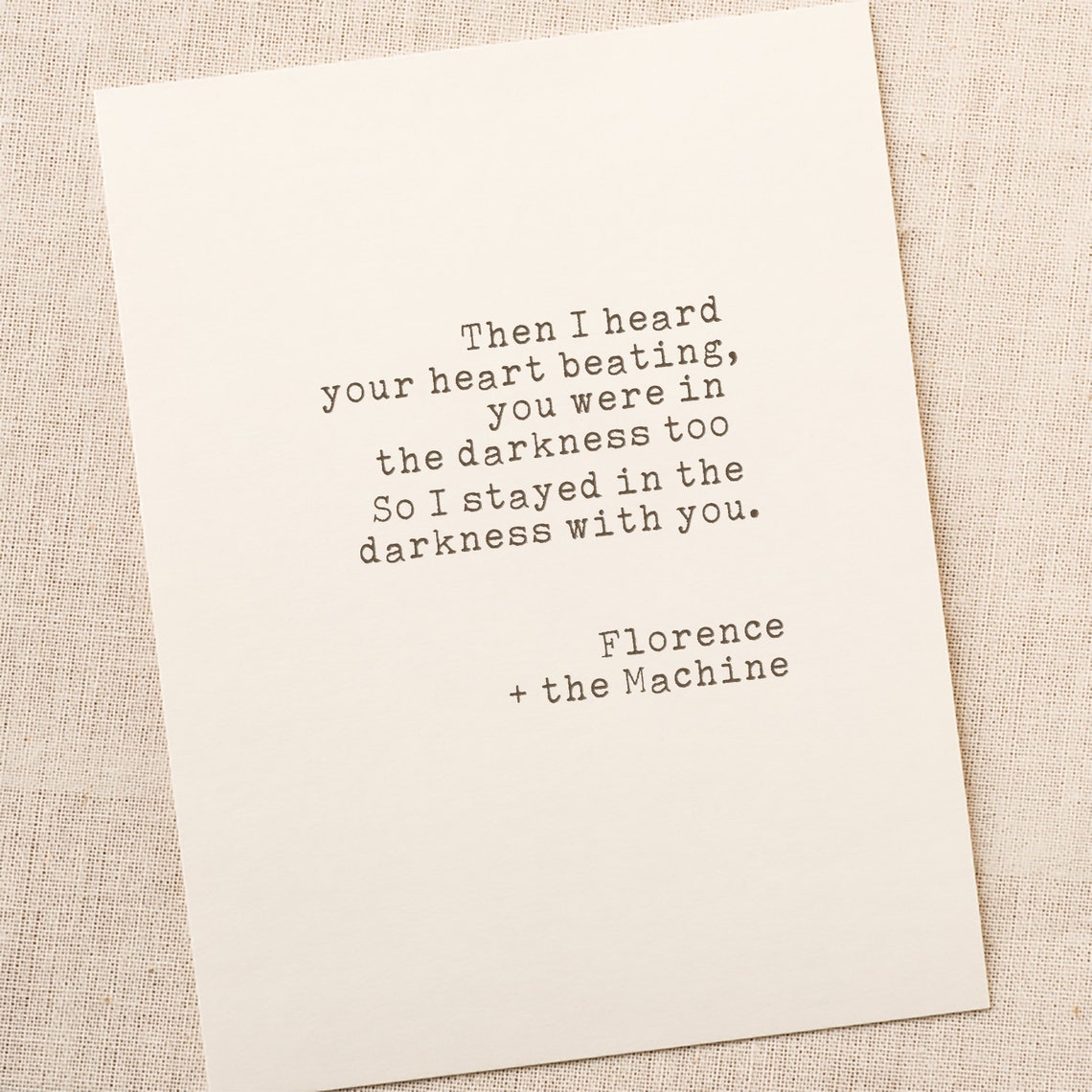Florence the Machine Typewriter Quotes ... Hand Typed on - Etsy