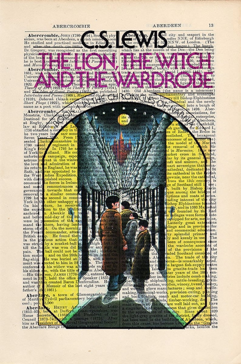 The Lion the Witch and the Wardrobe by CS Lewis Print on an - Etsy