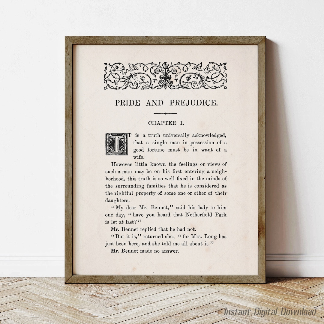 Pride and Prejudice, 1892 Edition First Page (instant Digital Download ...