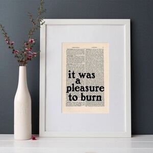 Fahrenheit 451 by Ray Bradbury Quote Print on an Antique Page, First ...