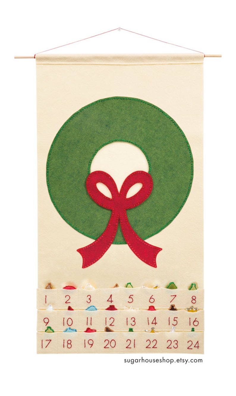 Christmas Advent Calendar Pattern Countdown Wreath | Etsy