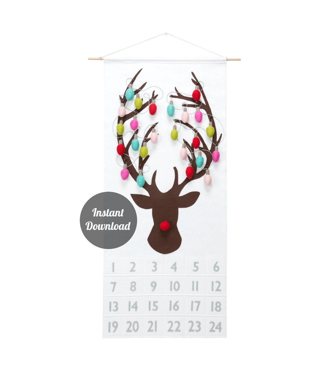 Advent Calendar Pattern - Rudolph the Red-nosed Reindeer With 24 Modern ...