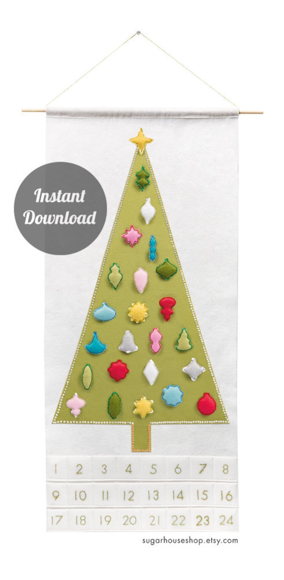 Christmas Tree Advent Calendar Pattern - Modern Countdown - 'joyful and ...