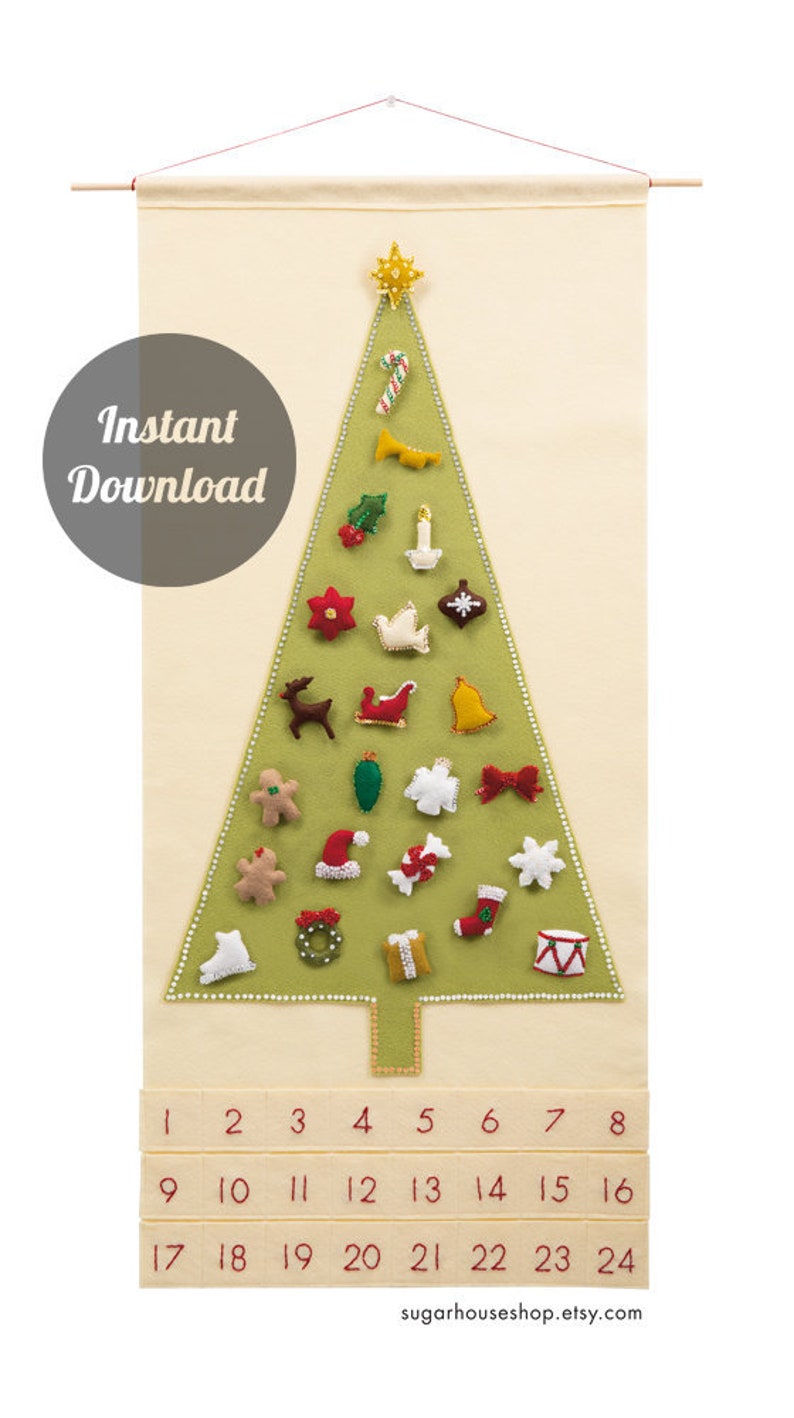 Christmas Tree Advent Calendar Pattern – Felt Ornaments (digital ...