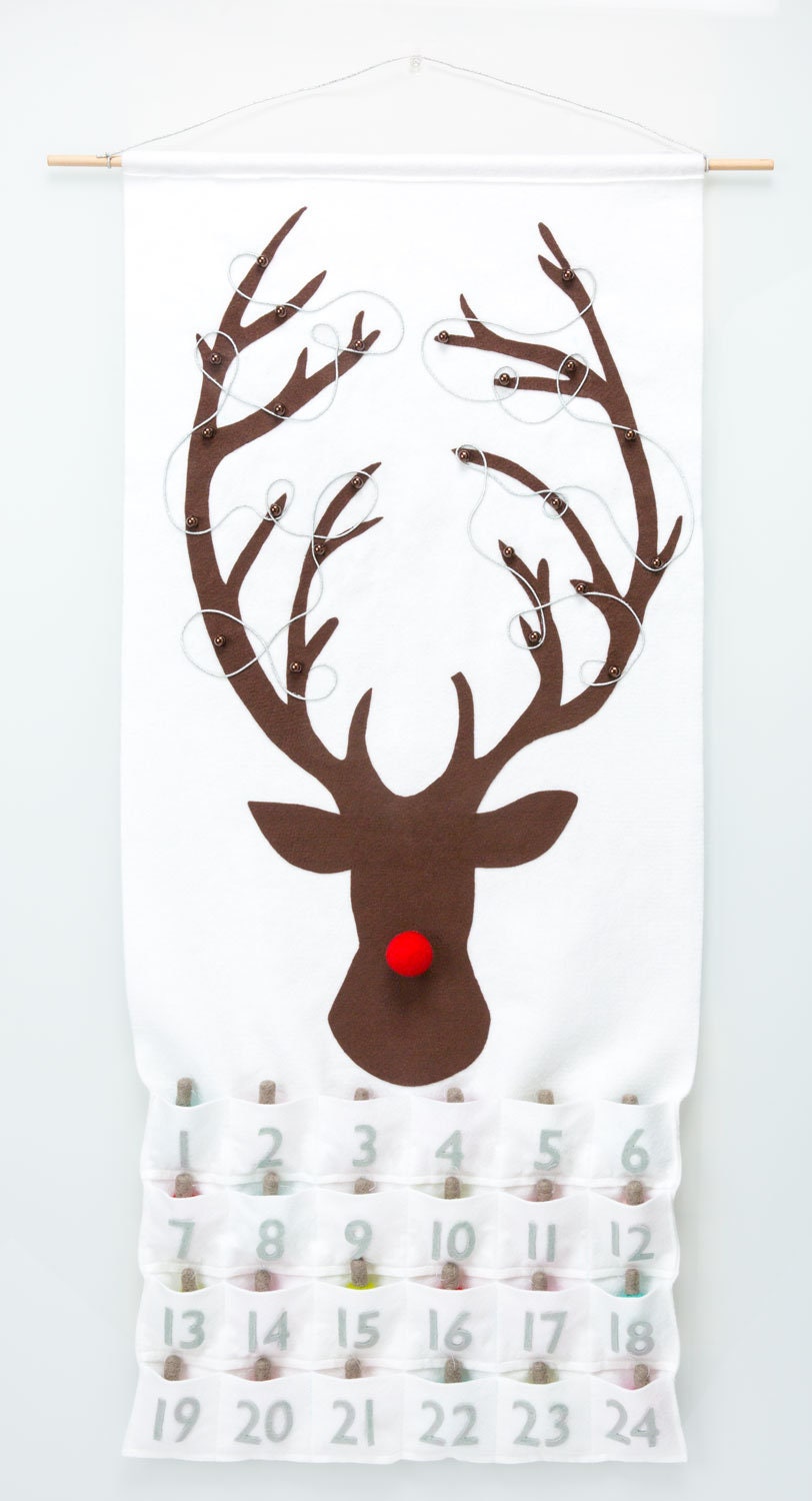 Rudolph Advent Calendar Pattern – Felt Reindeer With Christmas Lights ...
