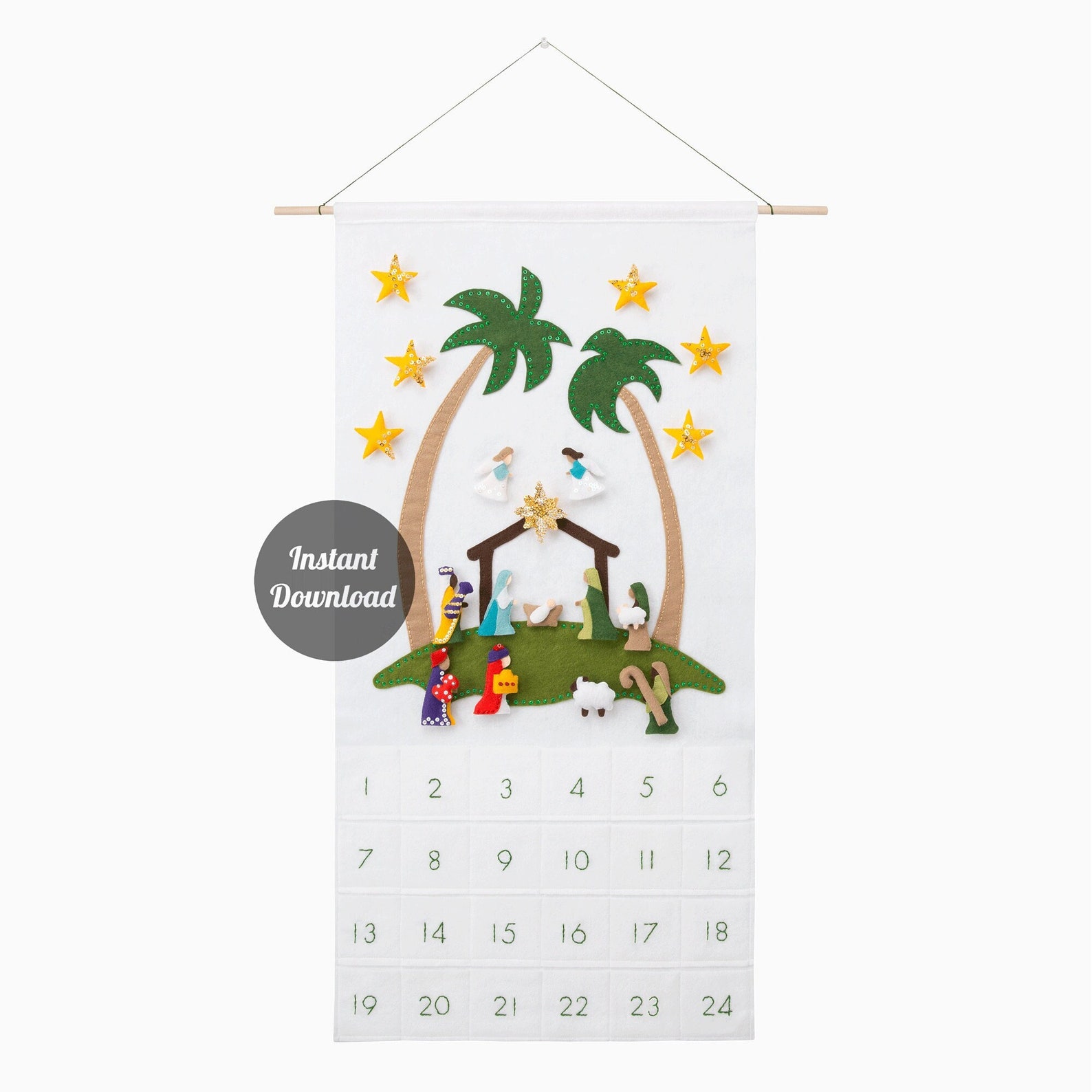 Nativity Advent Calendar Pattern - Star of Wonder Felt Countdown With ...