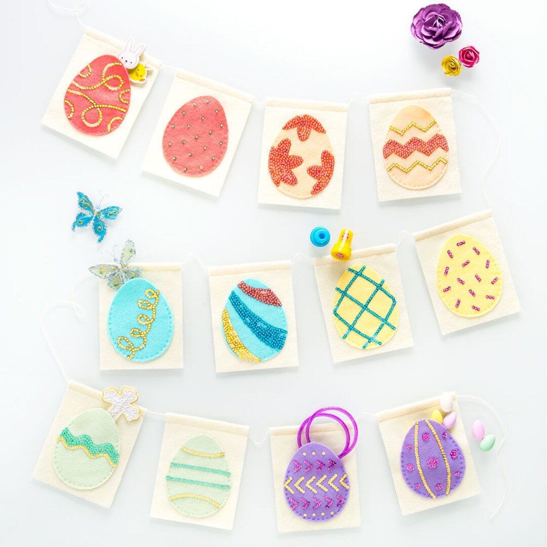 Easter Egg Banner - Pattern - Easter Egg Countdown - Felt Easter Garland Decoration DIY - Etsy