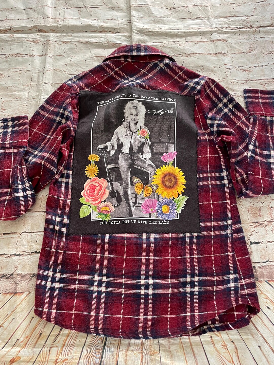 NEW!! Trendy Upcycled Flannel With Tee Image of Dolly Pardon Size ...