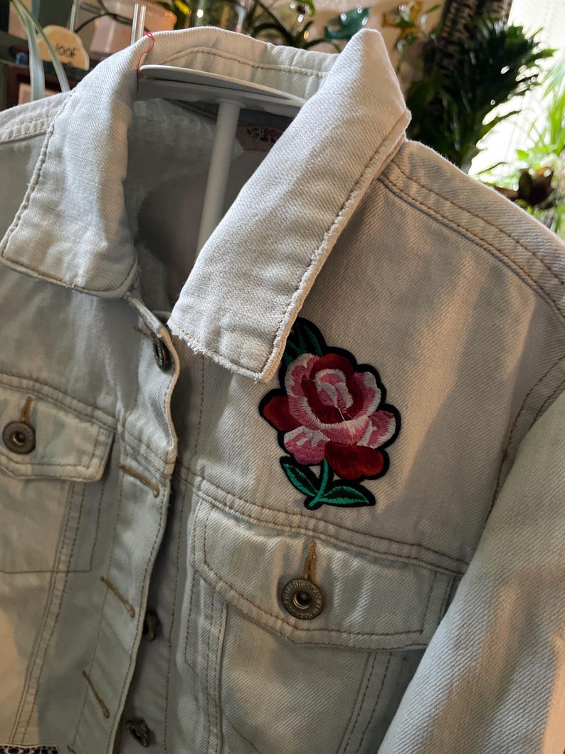 Size M ~ Custom Upcycled One of a Kind Jean Jacket With Embellished ...