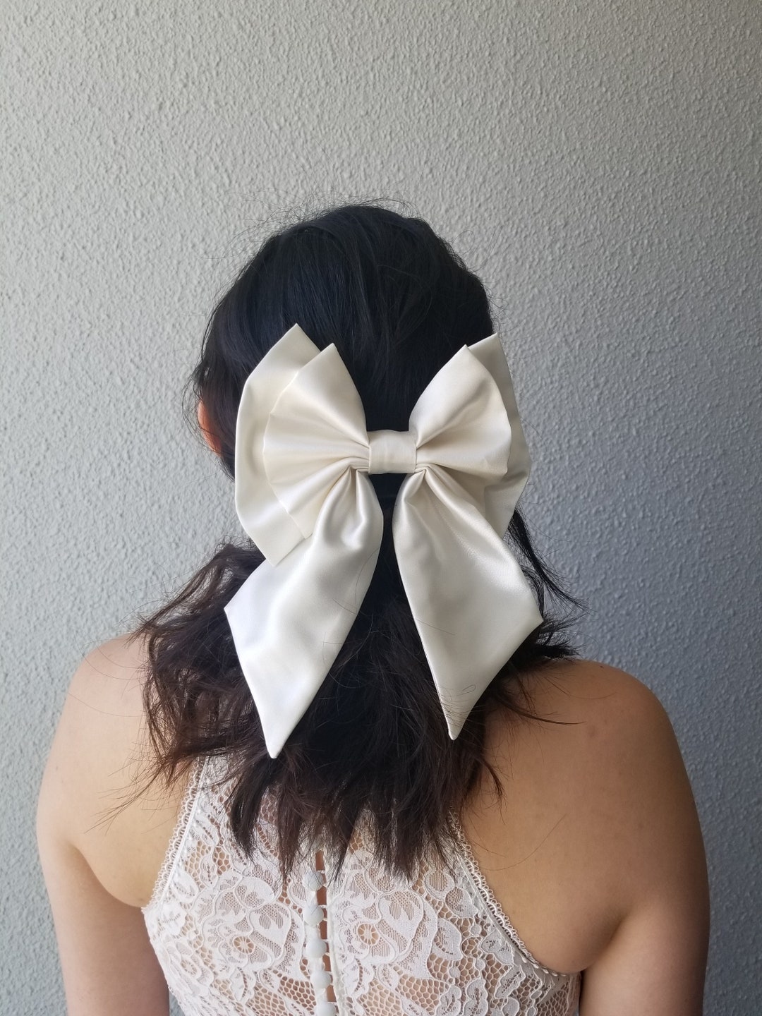 Satin Wedding Bridal Hair Bow With Alligator Clip | Minimalist Bridal ...