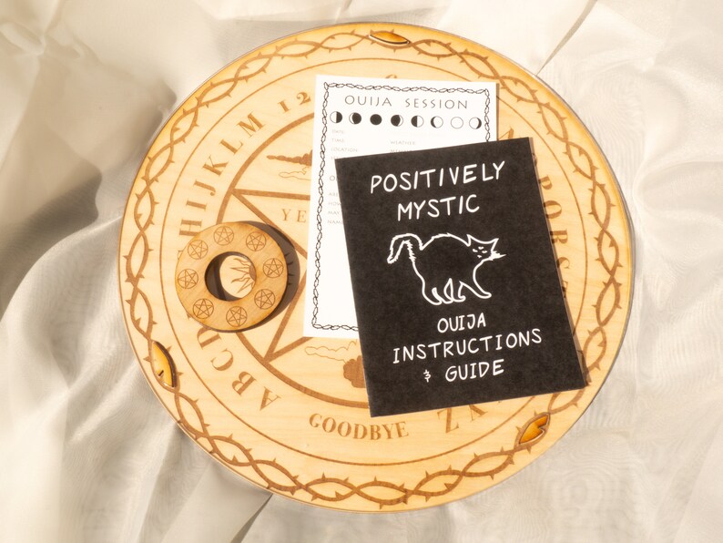 Wooden Ouija Board Round Spirit Board Pentacle Talking Etsy