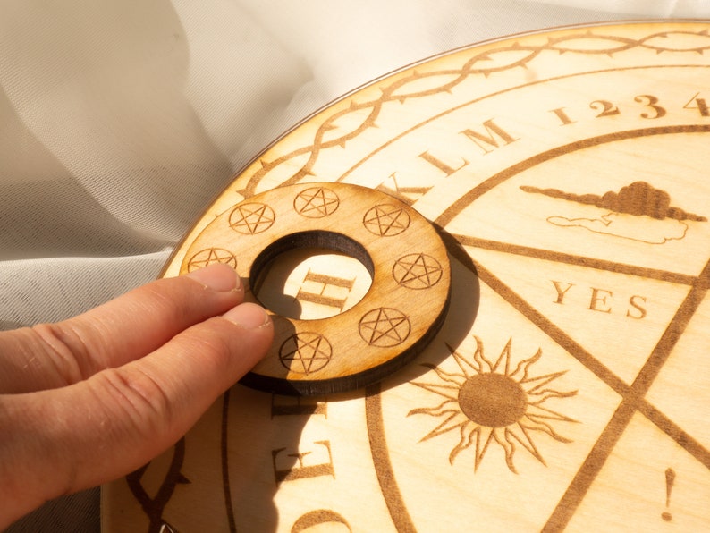 Wooden Ouija Board Round Spirit Board Pentacle Talking Etsy