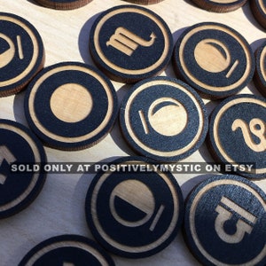 Horoscope & Moon Phase Runes Combined Set in Black | Divination Altar ...