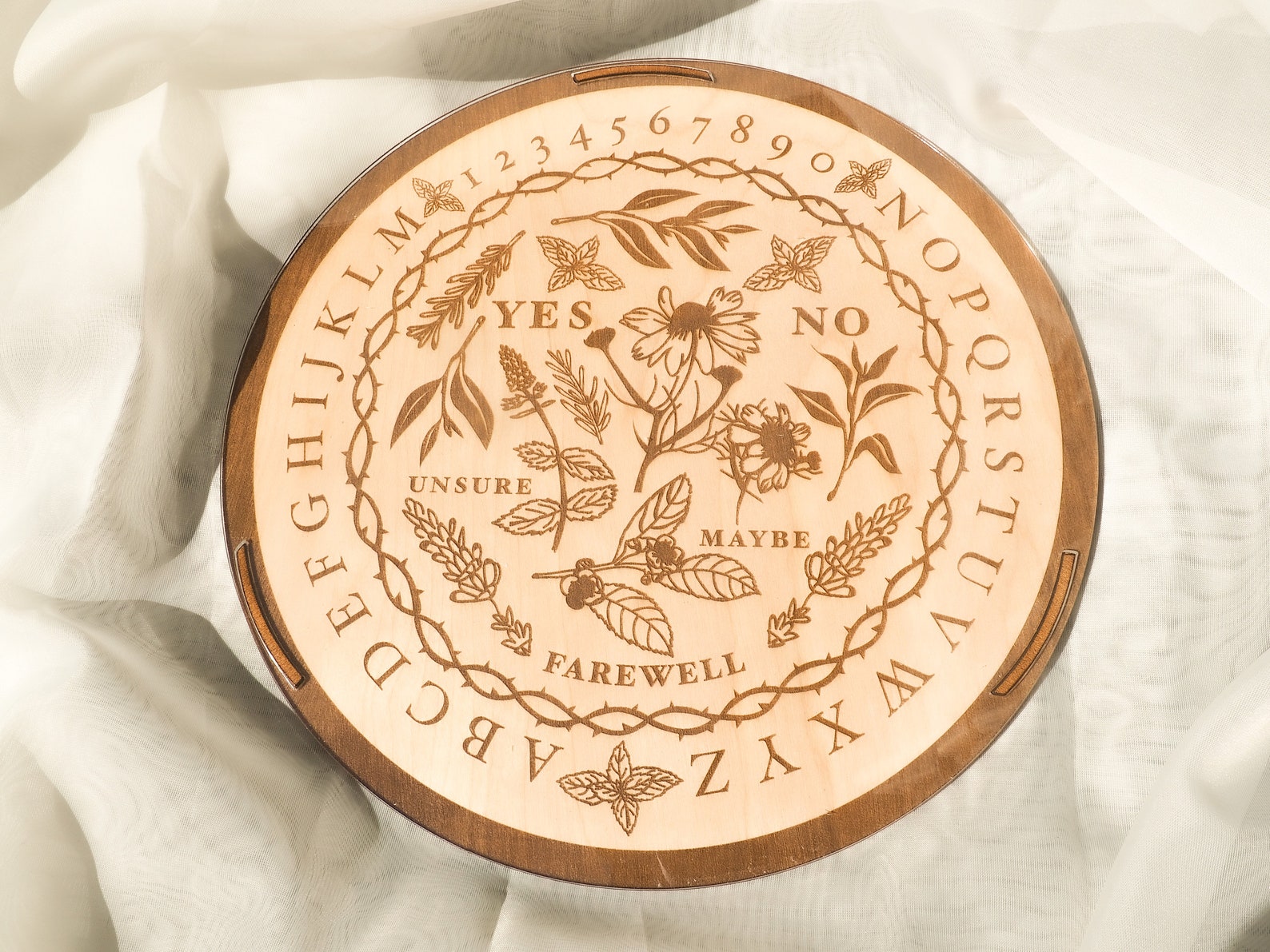 Wooden Ouija Board Herbal Round Spirit Board Floral - Etsy