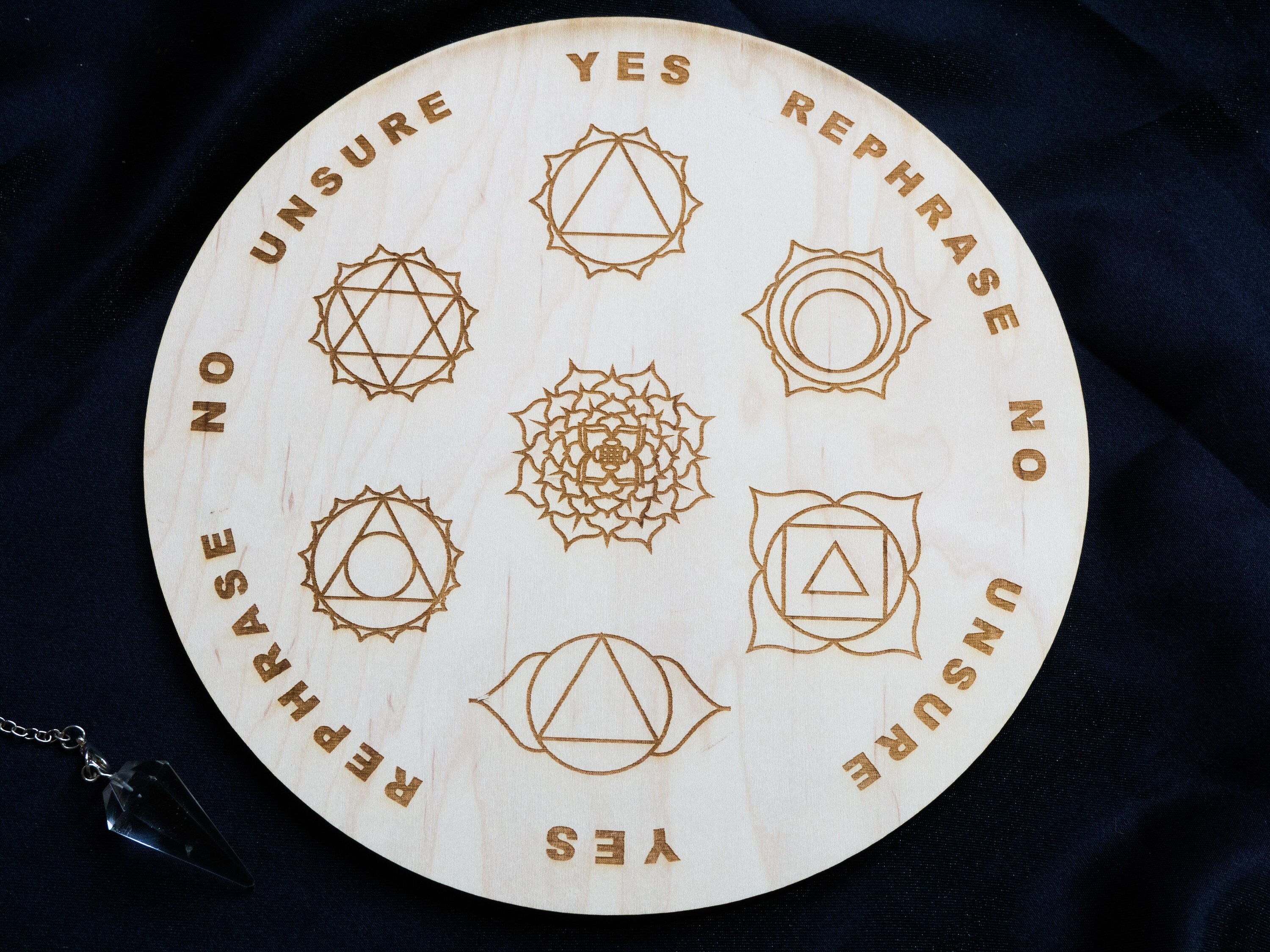 Chakra Wood Pendulum Board | Kundalini Chakra Kit for Dowsing & Scrying ...