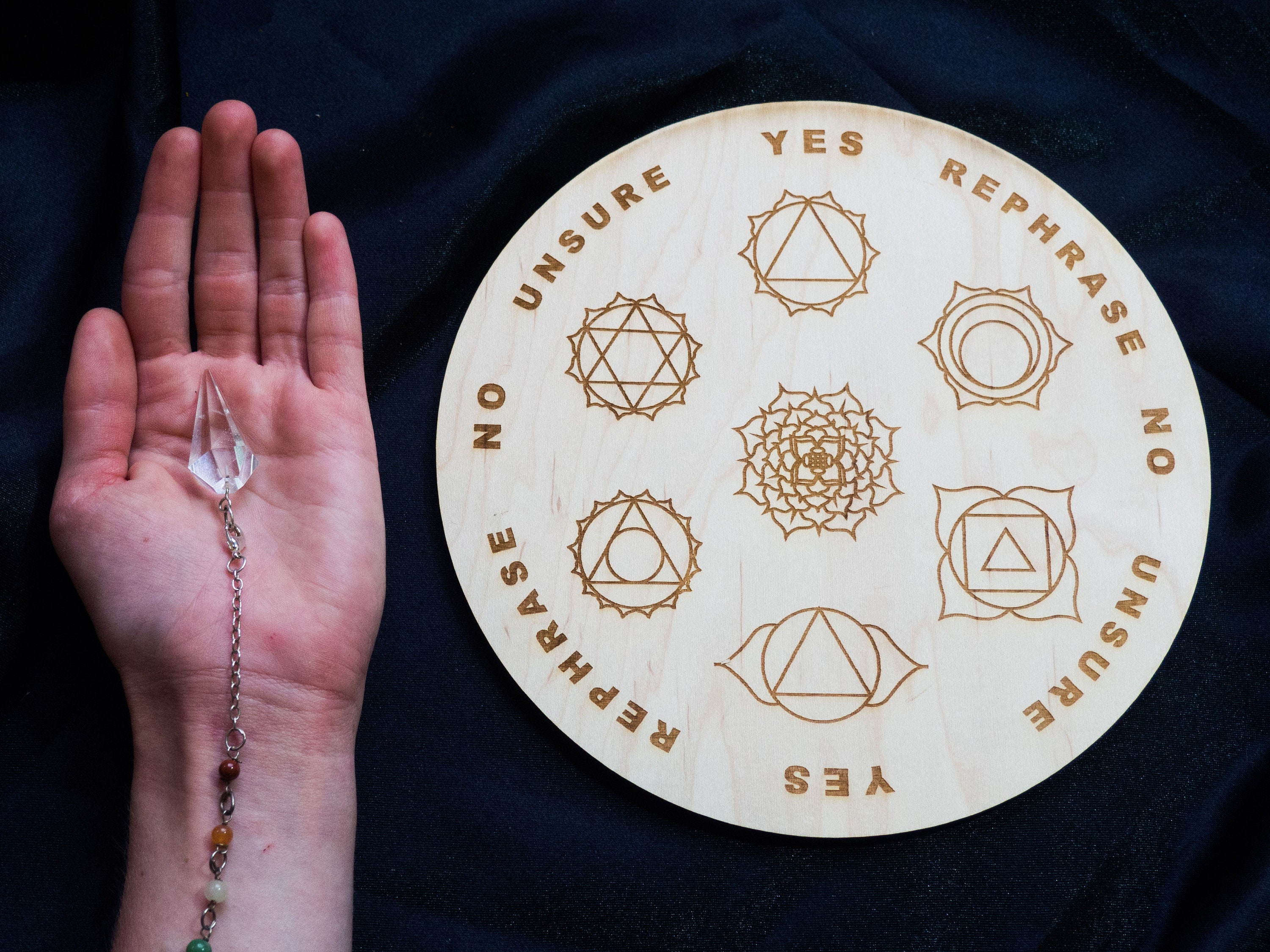 Chakra Wood Pendulum Board Kundalini Chakra Kit for Dowsing | Etsy