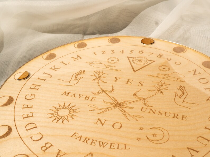 Wooden Ouija Board Round | Moon Phases Spirit Board | Divination ...