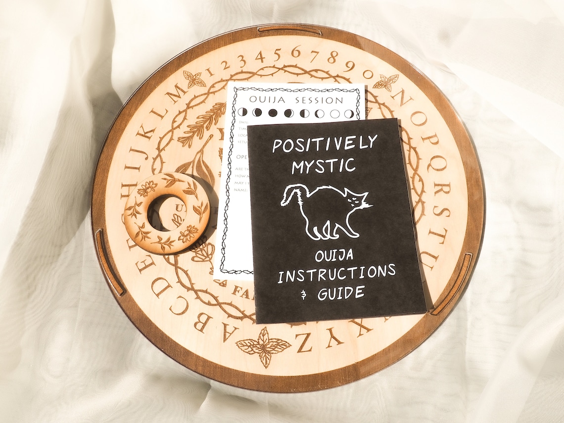 Wooden Ouija Board Herbal Round Spirit Board Floral - Etsy