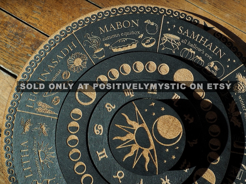 Pagan Wheel of the Year Calendar Black Goth Wiccan Neo Pagan - Etsy ...