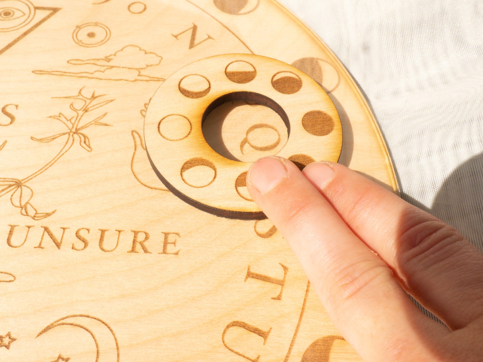 Wooden Ouija Board Round | Moon Phases Spirit Board | Divination ...