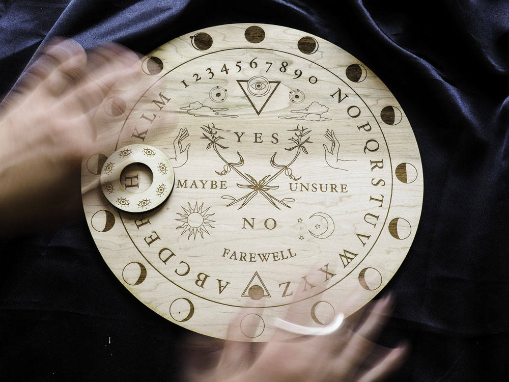Wooden Ouija Board Round Moon Phases Handmade Medium Psychic | Etsy