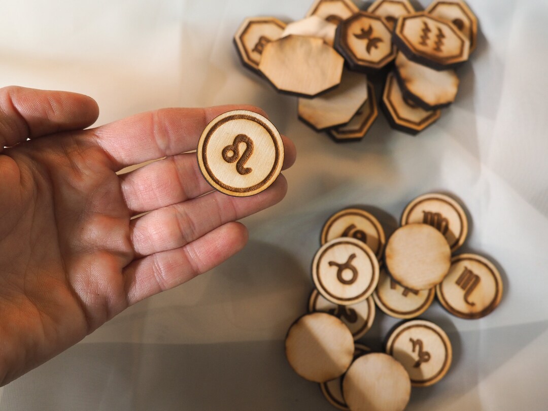 Horoscope Runes for Divination Wooden Zodiac Symbol Scrying Astrology ...