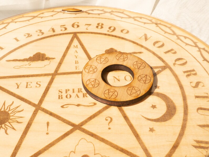 Wooden Ouija Board Round Spirit Board Pentacle Talking Etsy